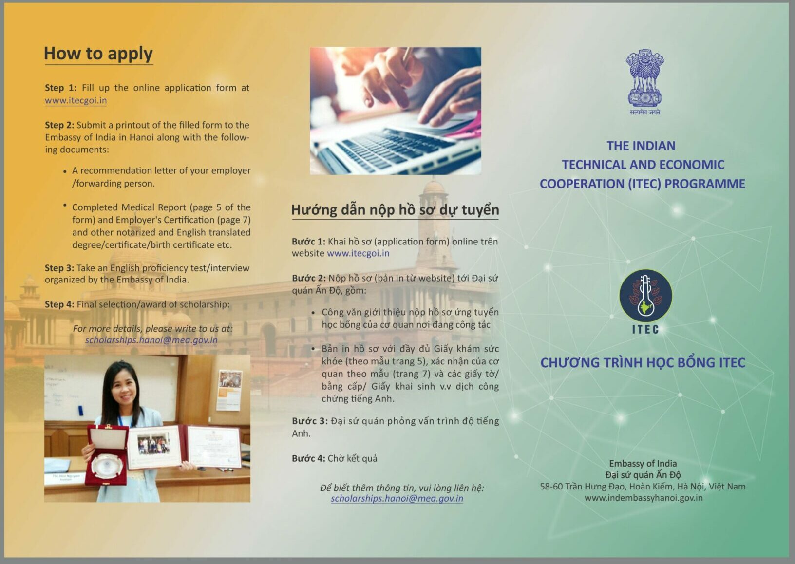 SCHOLARSHIPS BY THE GOVERNMENT OF INDIA - CLC - ĐHBKHN